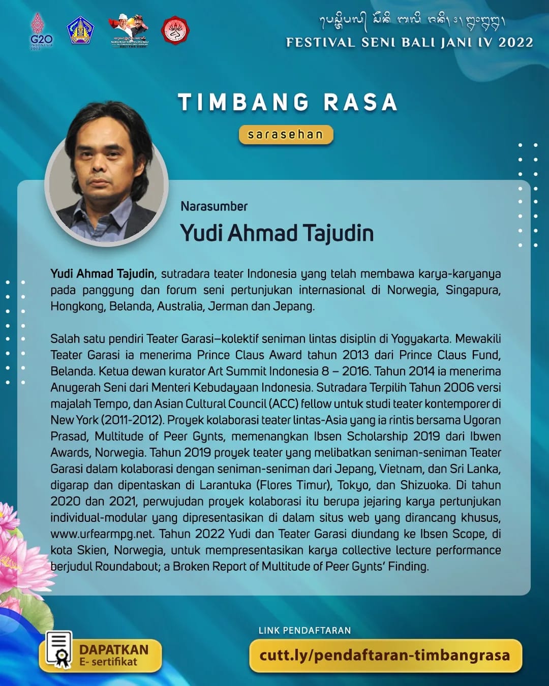 Timbang Rasa (Sarasehan) Festival Seni Bali Jani IV 2022 “Tinjauan ...
